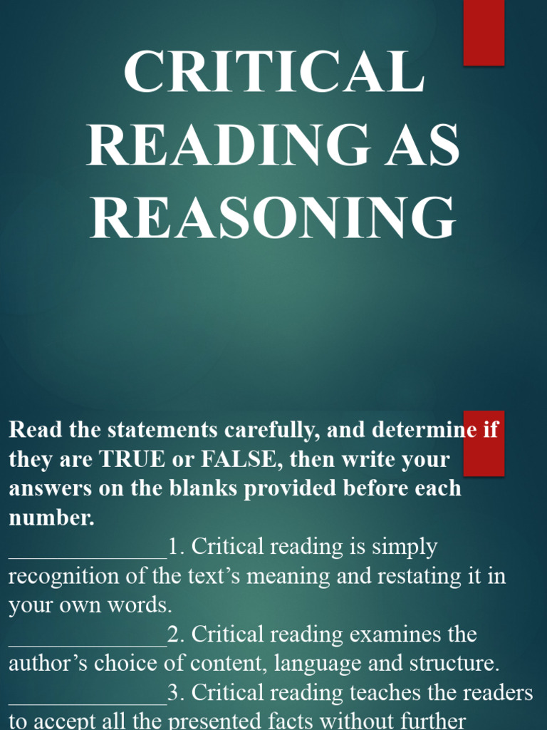 ReadWrite Q1 6 Critical Reading Reasoning | PDF | Evidence | Argument