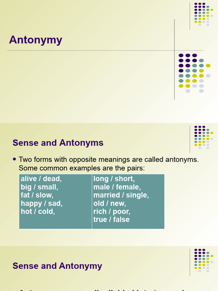 Antonymy | PDF | Linguistics | Semantics