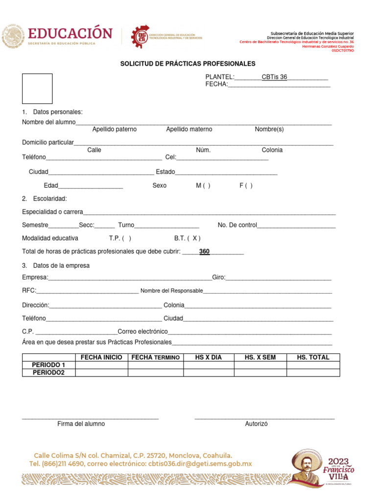 Formatos de Practicas 2023 | PDF