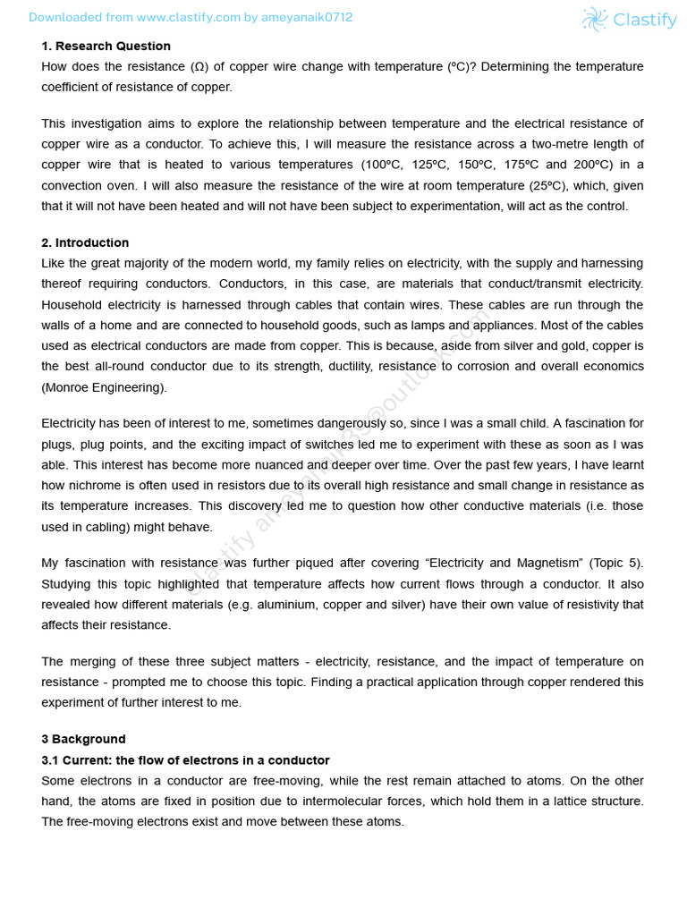 Copper Wire Resistance and Temperature Effects | PDF | Electrical ...