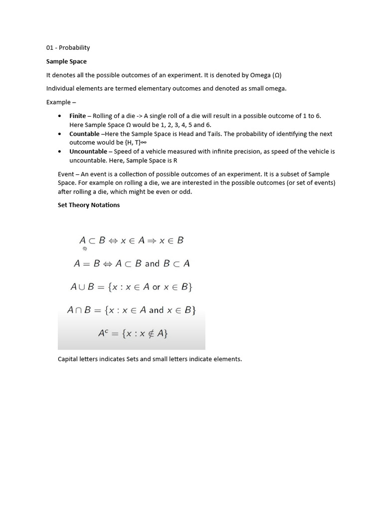 01 - Probability | PDF | Set (Mathematics) | Measure Theory