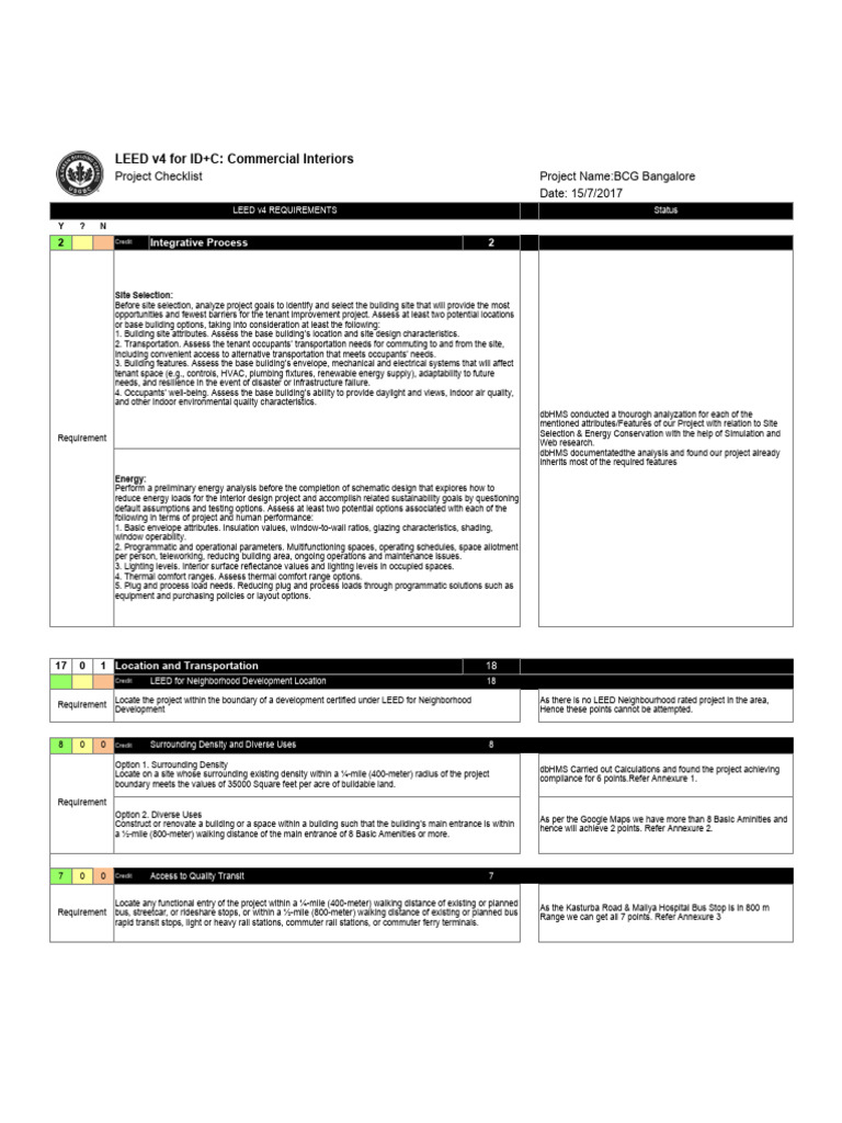 LEED v4 for Interior Design and Construction Checklist_1 PAGE_0 | PDF ...