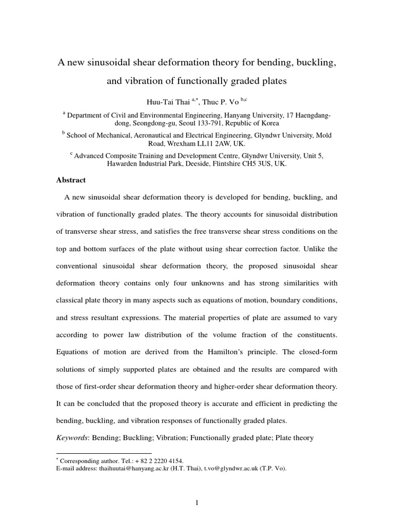 Sinuosidal Shear Theory | PDF | Buckling | Bending