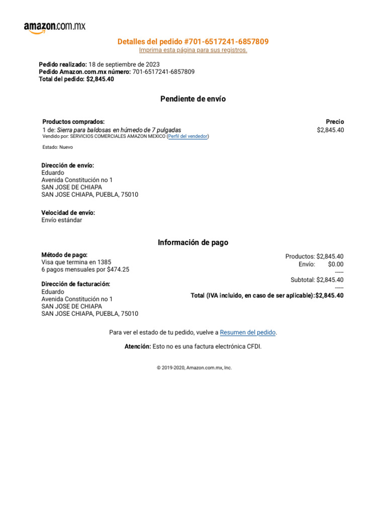 .MX - Pedido 701-6517241-6857809 | PDF