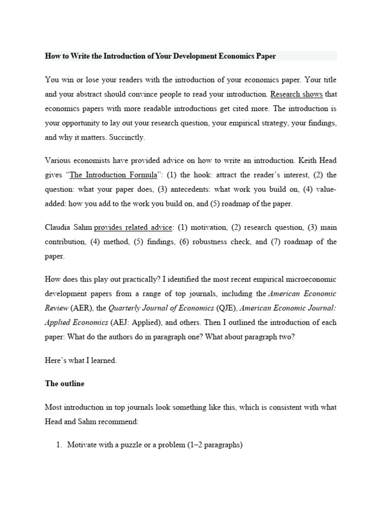 Crafting Economics Paper Introductions | PDF | Economic Inequality ...