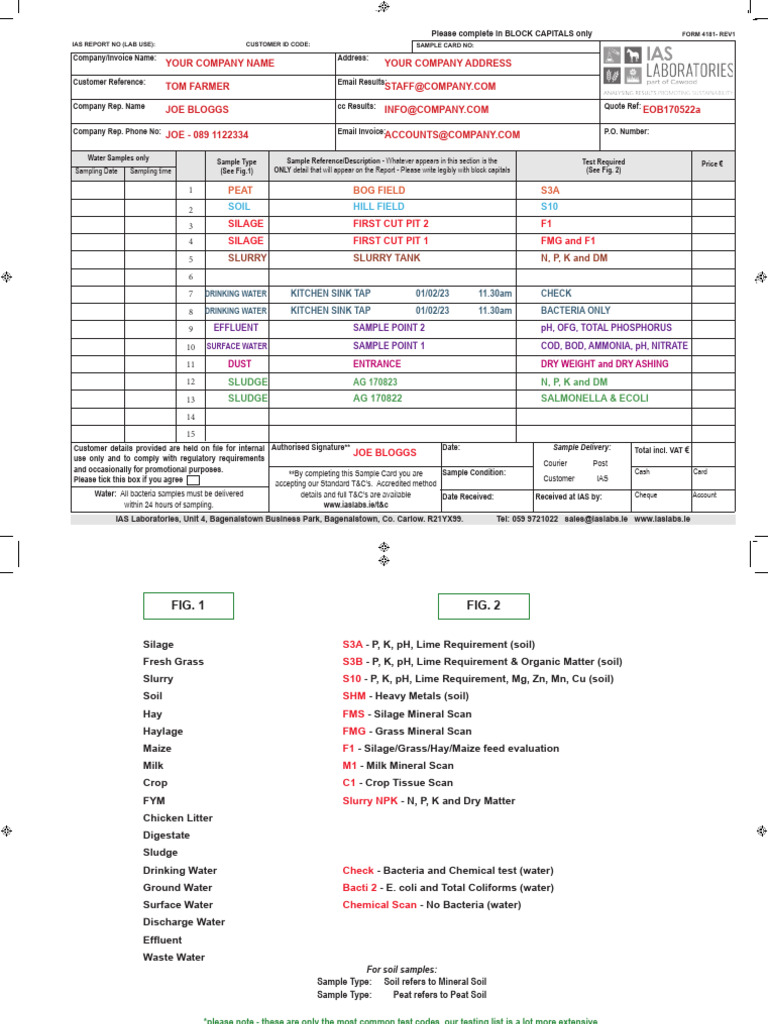 Instructions To Fill Out Company Sample Card. | PDF | Soil ...
