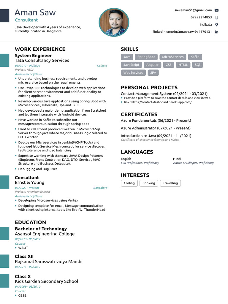 Aman's Resume | PDF | Java (Programming Language) | Microsoft Sql Server