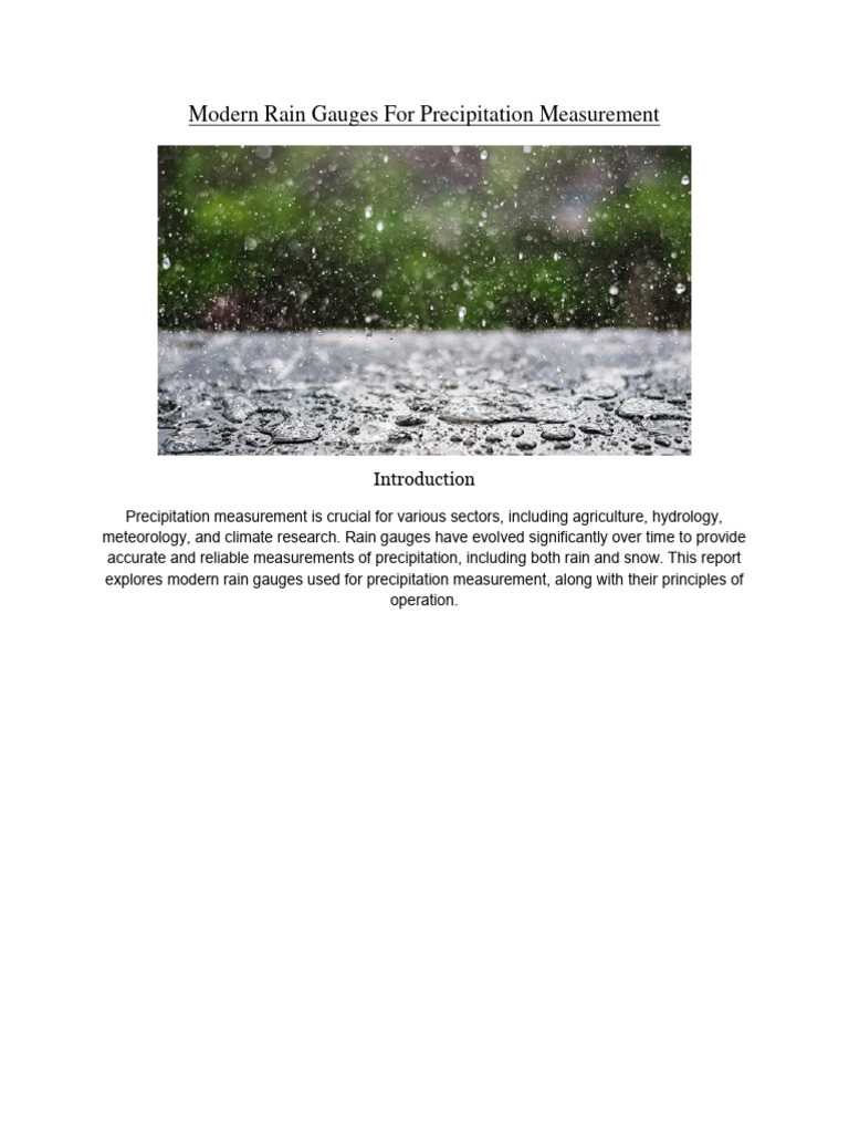 Modern Rain Gauges for Accurate Measurement | PDF | Precipitation | Rain