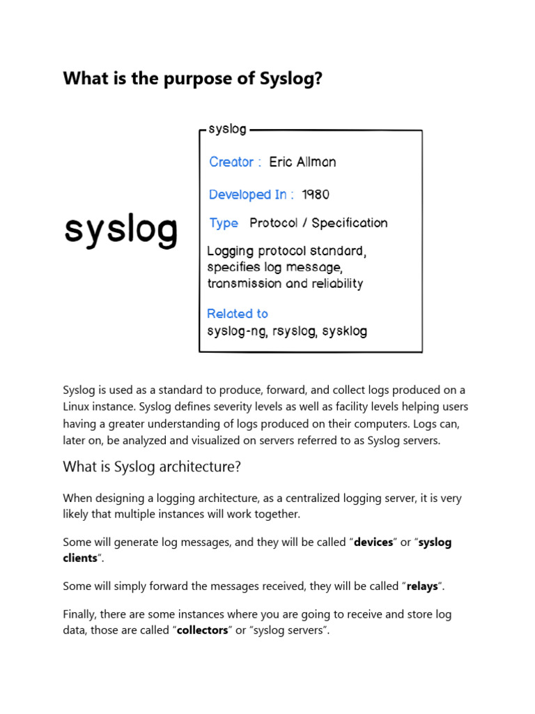 Syslog Linux Pdf Client Server Model System Software