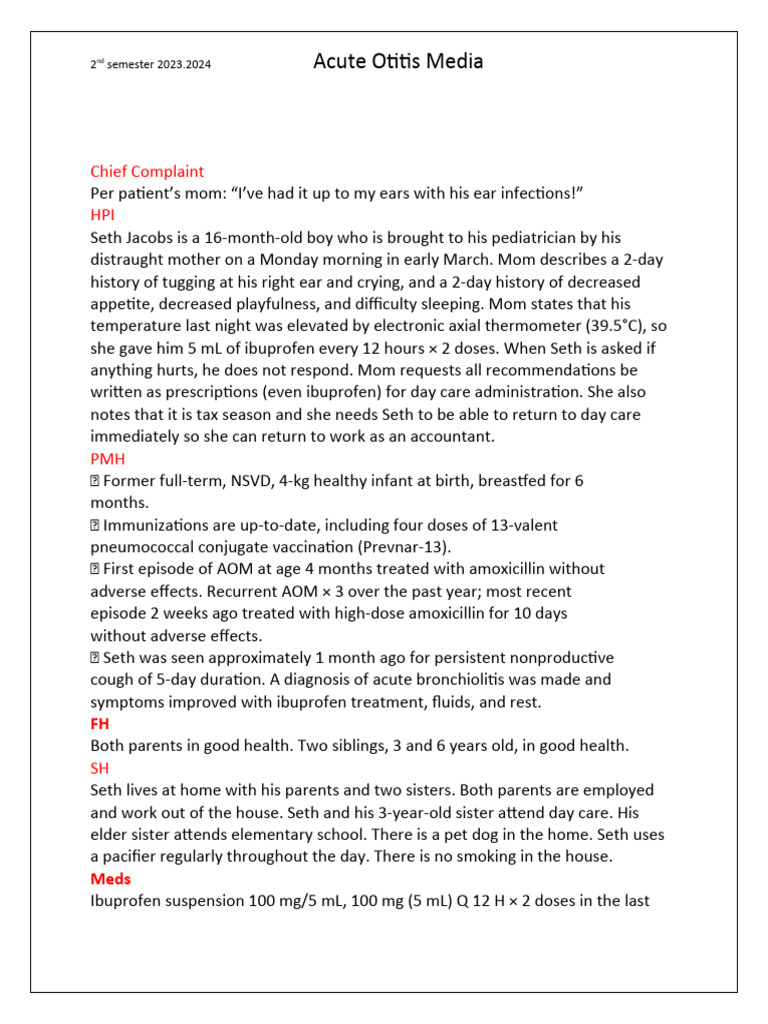 3 Acute Otitis Media 2023.2024S | PDF | Health Sciences | Clinical Medicine