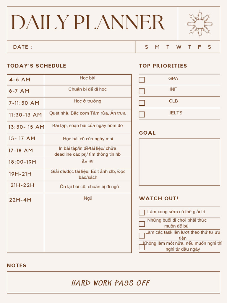 Beige Simple Minimalist Daily Planner | PDF