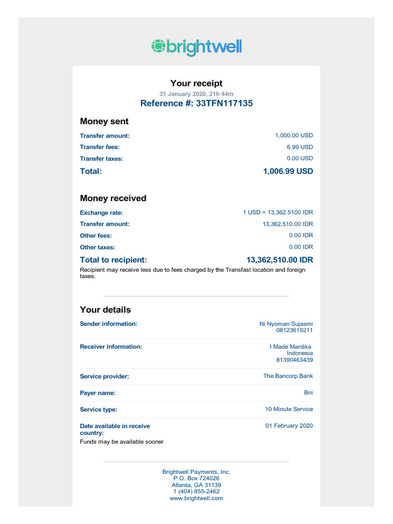 Cash Pickup Receipt | PDF | Receipt | Indonesian Rupiah