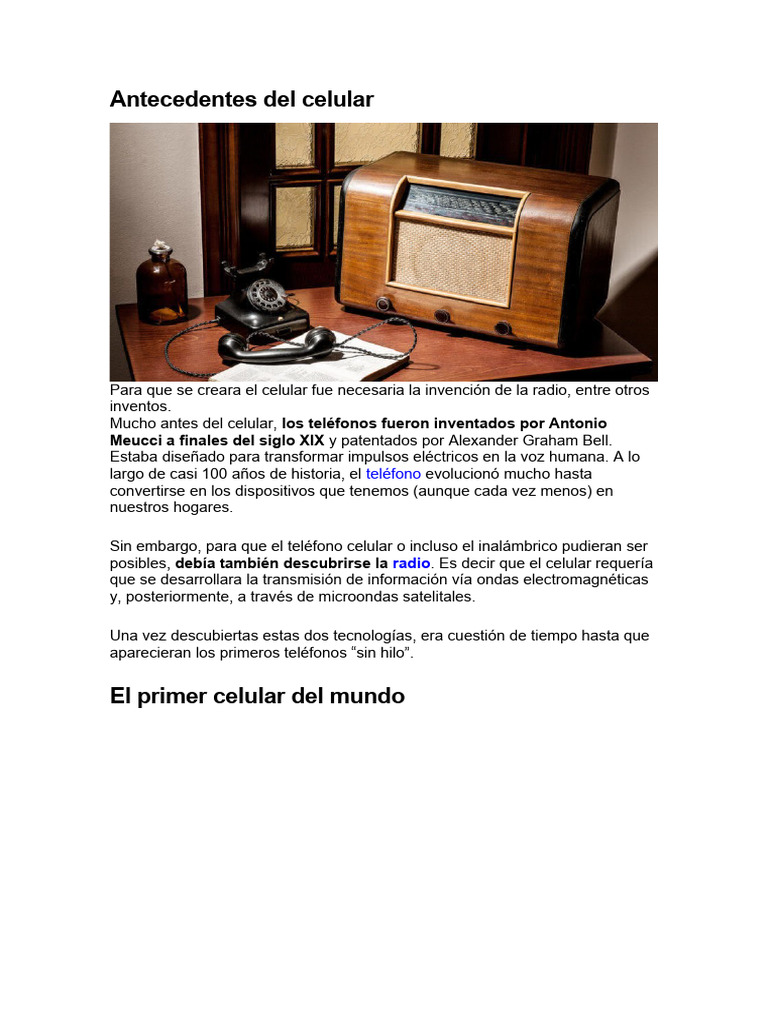 Historia del primer teléfono celular | PDF | Smartphone | Teléfonos móviles