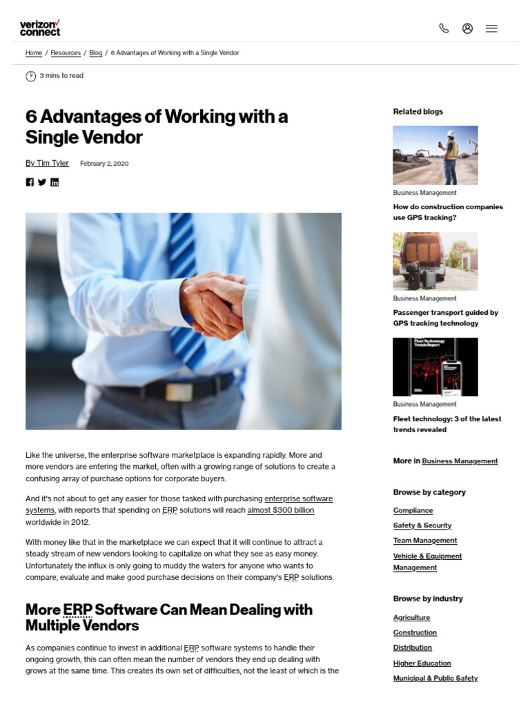 6 Advantages of Working With A Single Vendor - Verizon Connect | PDF ...