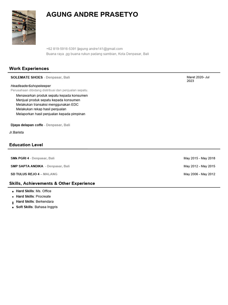 Lamaran & CV Agung Andre | PDF | Karier & Perkembangan | Pengembangan Diri