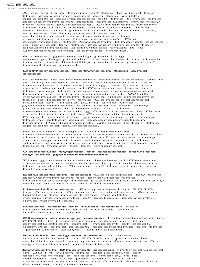Cess | PDF