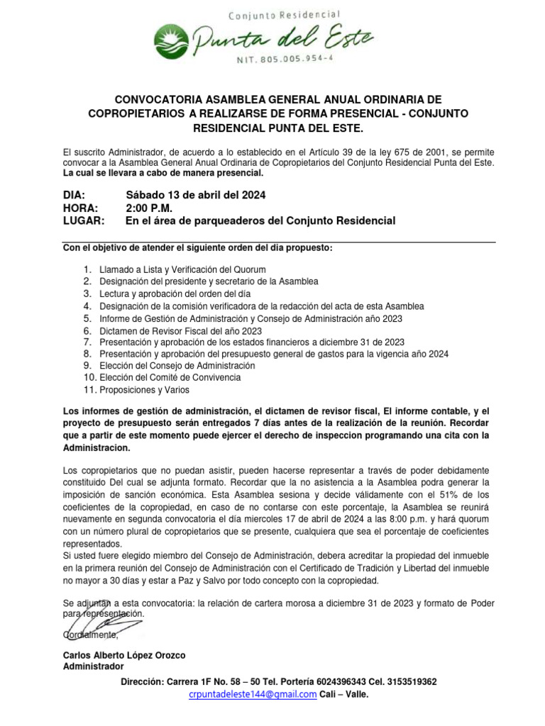 Asamblea Anual Presencial Punta del Este | PDF | Condominio | Gobierno