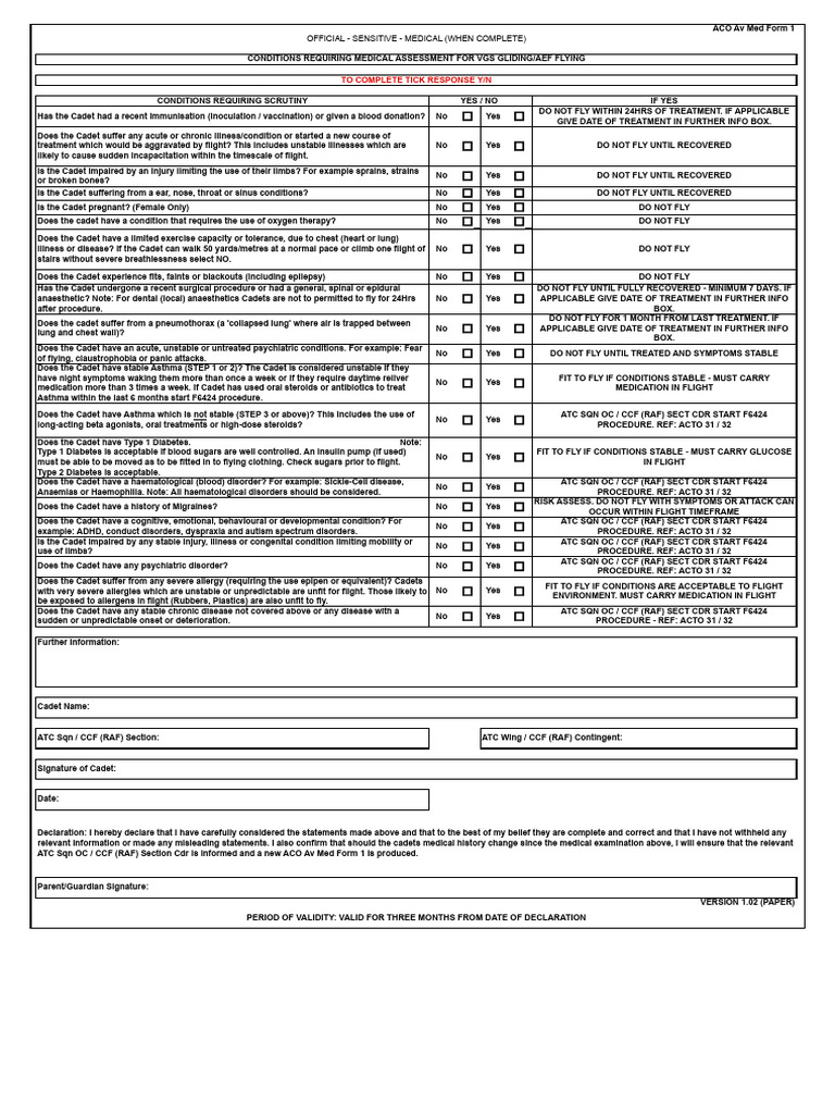 Cadet Medical Clearance for Flight | PDF | Medicine | Human Diseases And Disorders