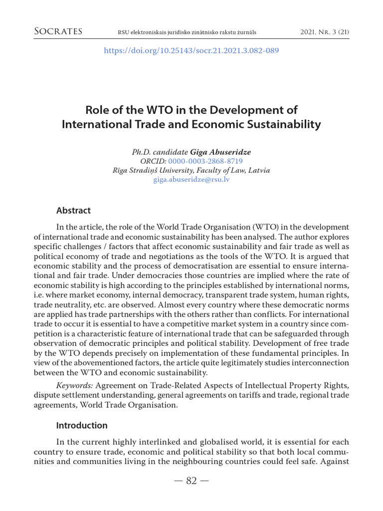 WTO's Impact on Trade and Sustainability | PDF | World Trade ...