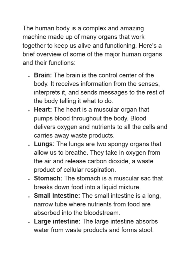 Understanding Major Human Organs | PDF | Wellness