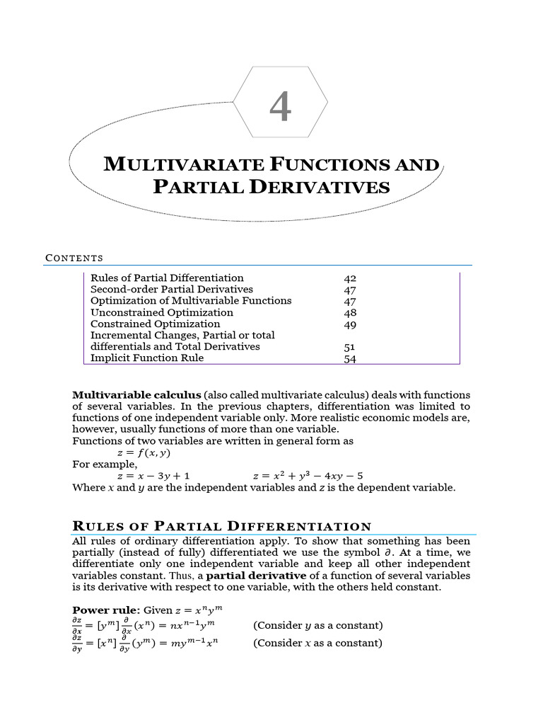 Multivariate Functions & Partial Derivatives | PDF | Derivative | Multivariable Calculus