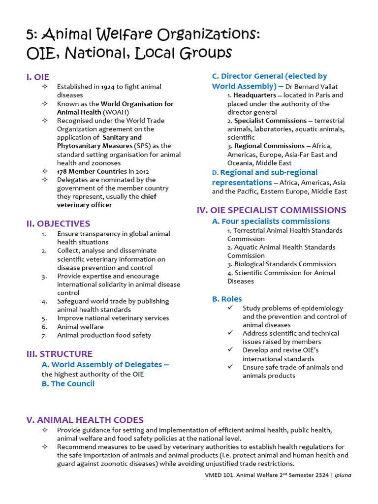 OIE Animal Welfare Overview 2023 | PDF | Animals And Humans