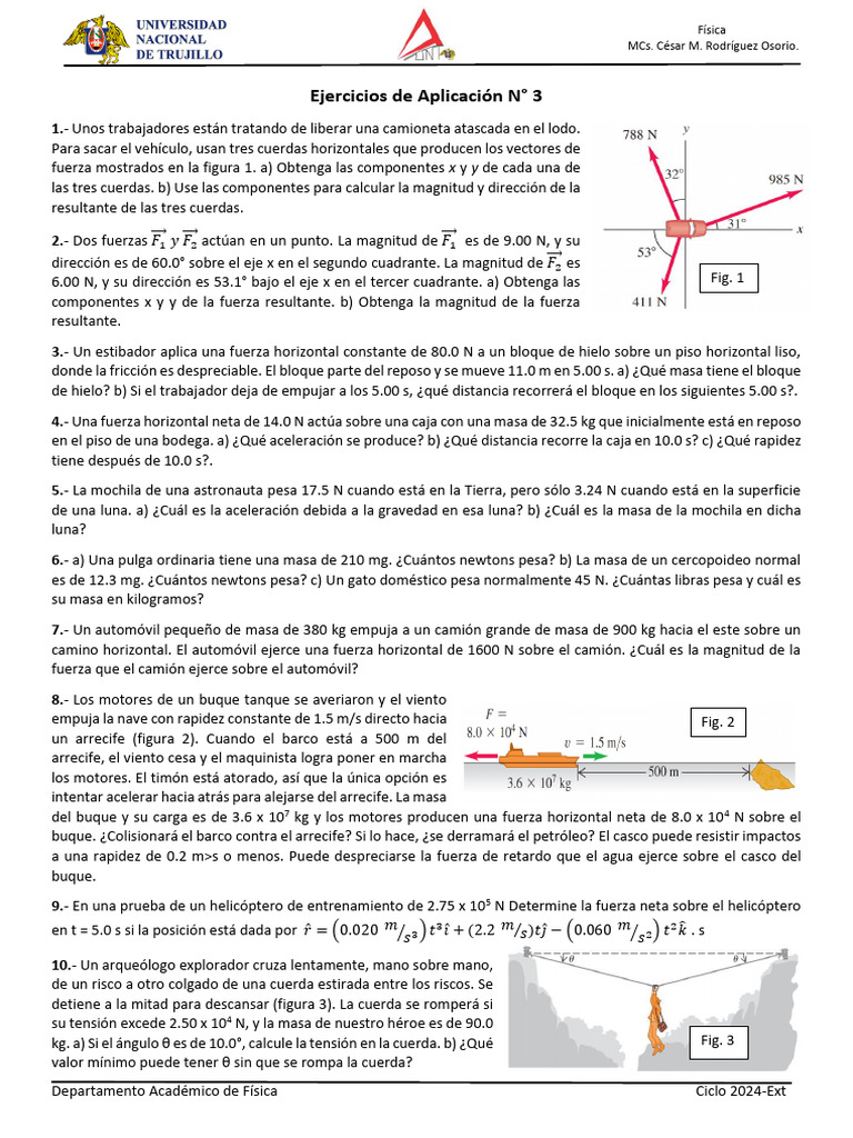 Ejercicios #3 | PDF | Fuerza | Masa