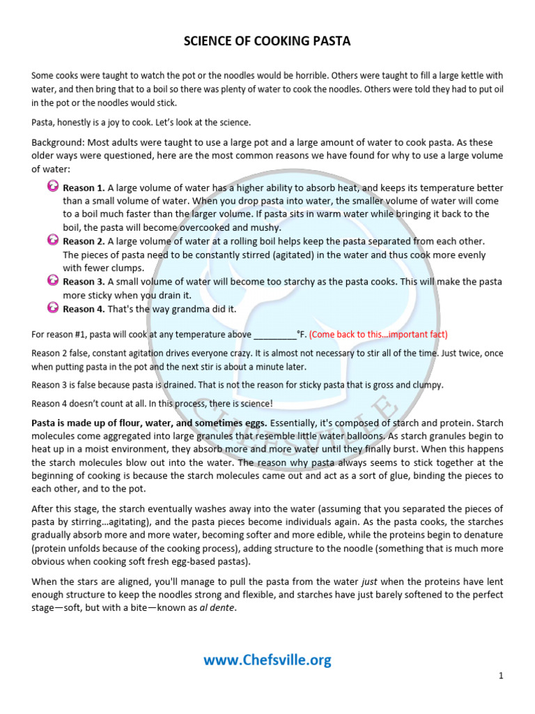 Cooking Pasta Science | PDF | Pasta | Starch