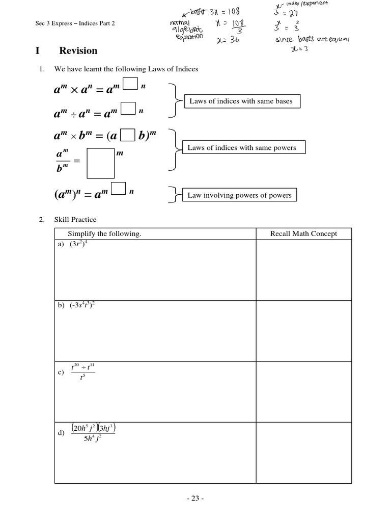 Chapter 3 - Indices - Part 2 | PDF | Algebra | Mathematics