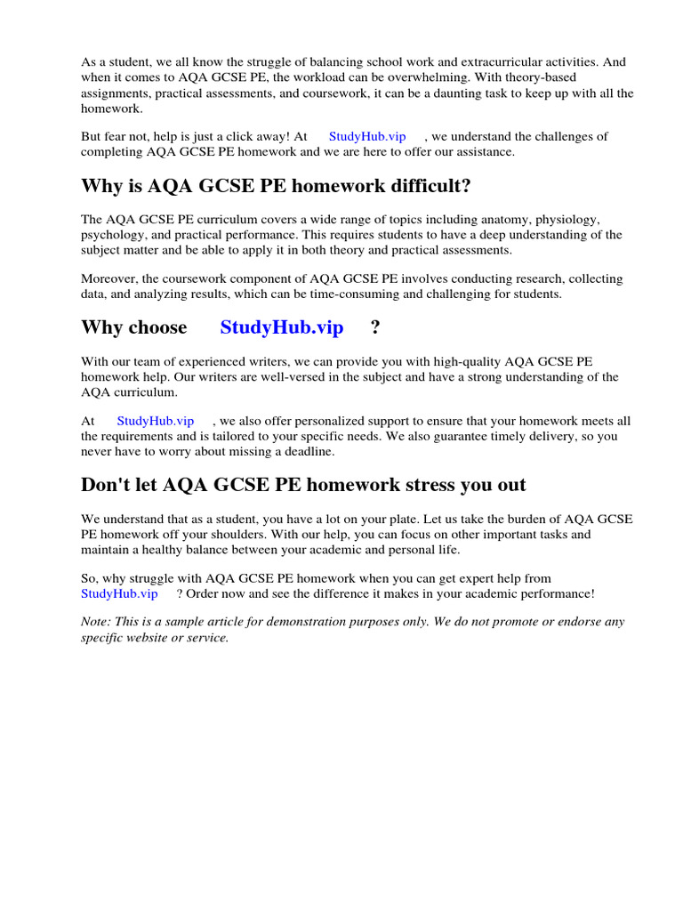 Aqa Gcse Pe Homework | PDF | Facebook | Linked In