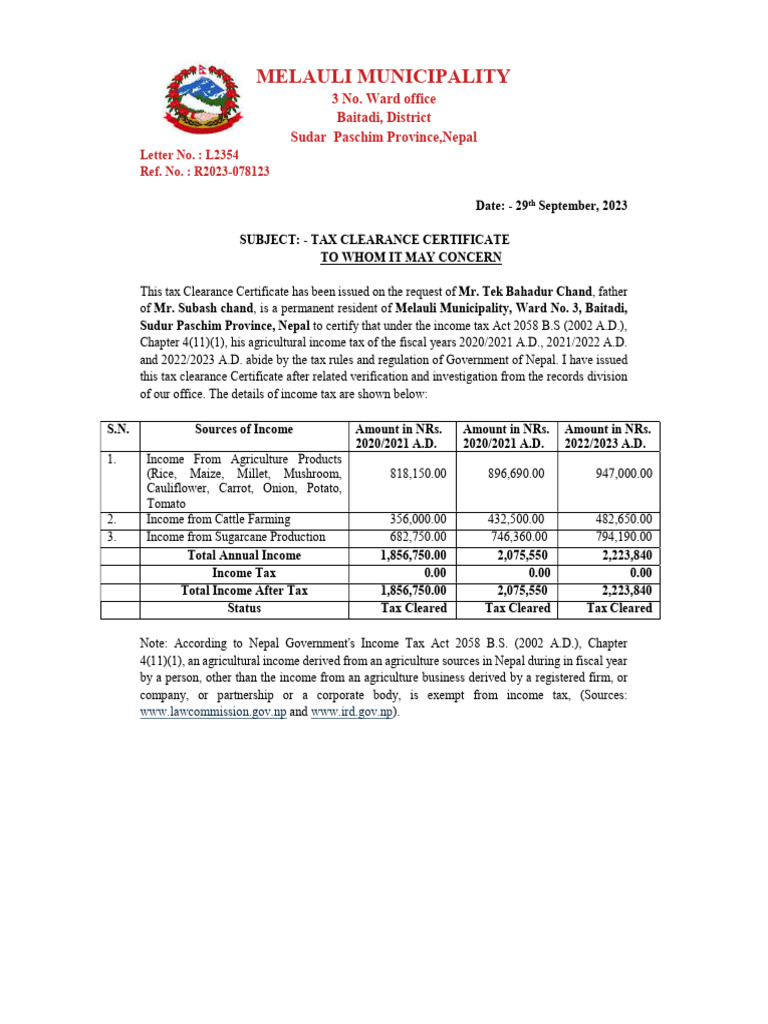 Tax Clearance | PDF | Government Finances | Taxes