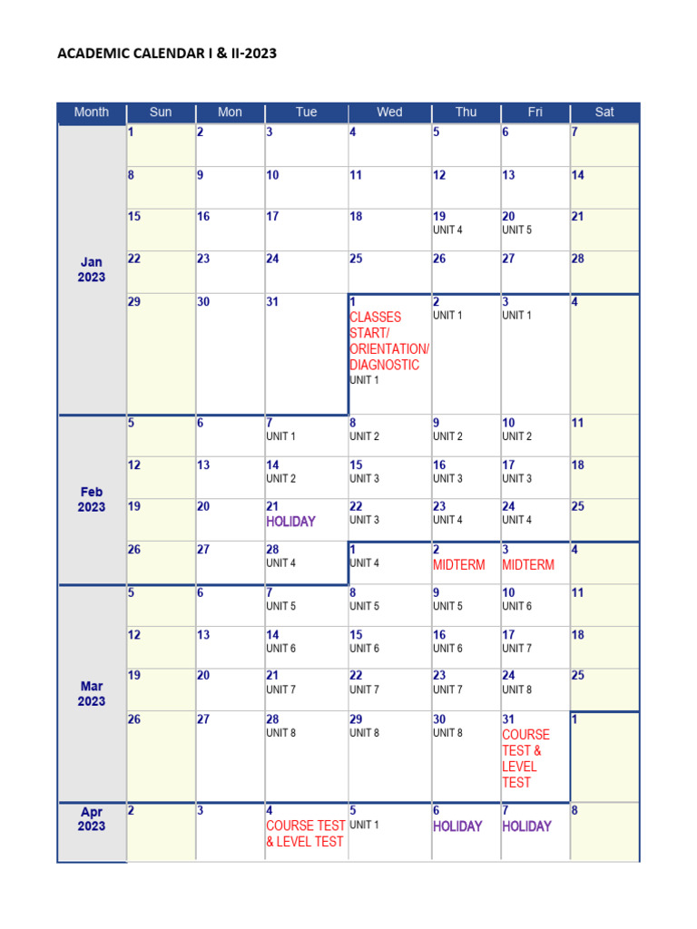 2023 Academic Calendar Overview | PDF