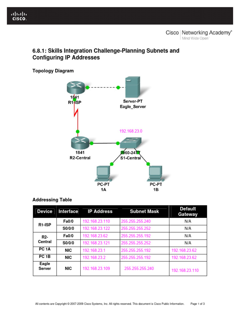 Lab - 07 - Cisco Packet Tracer | PDF | Ip Address | Computer Network