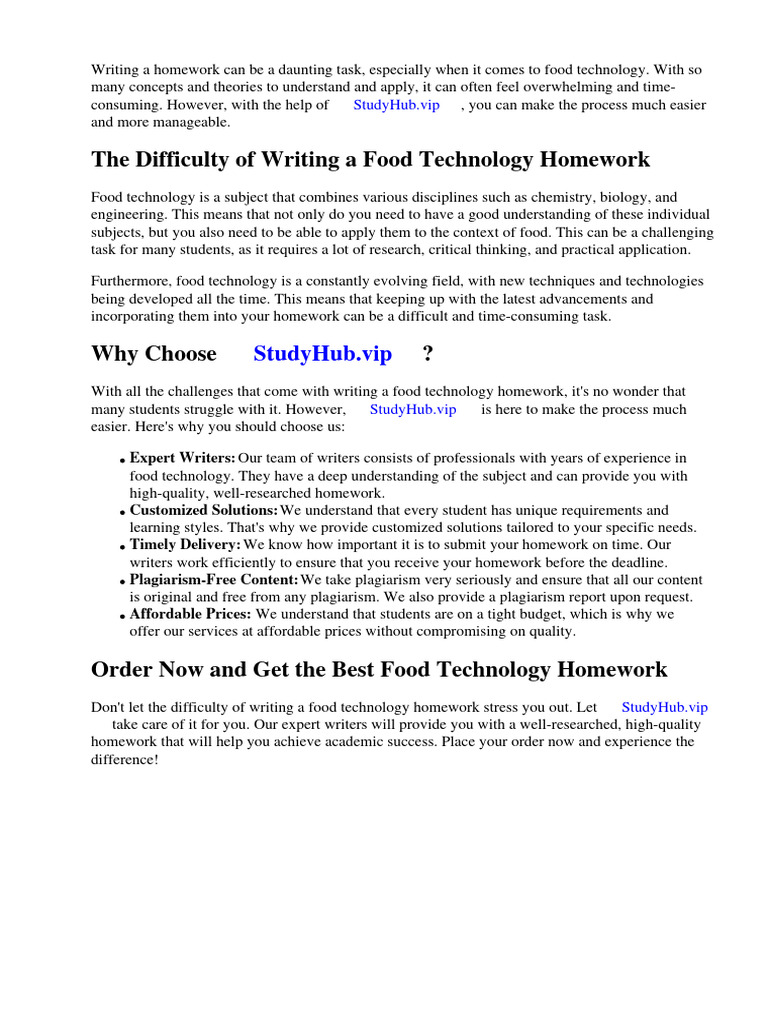 Food Technology Homework Booklet | PDF | Learning | Physics