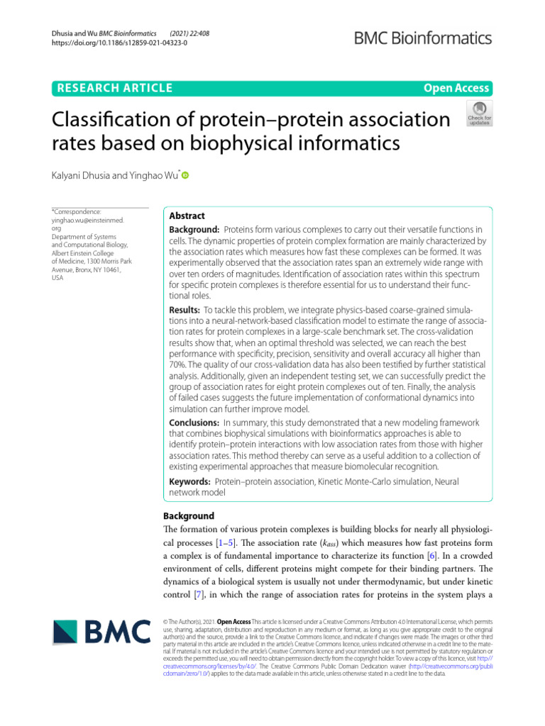 Classification of Protein-Protein Association Rates Based On ...