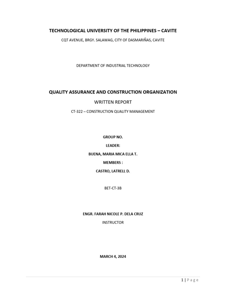 Group7 Writtenreport CT322 | PDF | Quality Management System | Regulatory Compliance