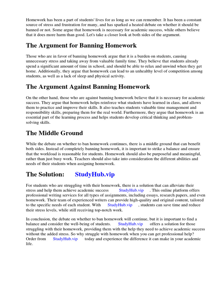 Homework Should Be Banned Debate Nirvana | PDF | Homework | Teachers