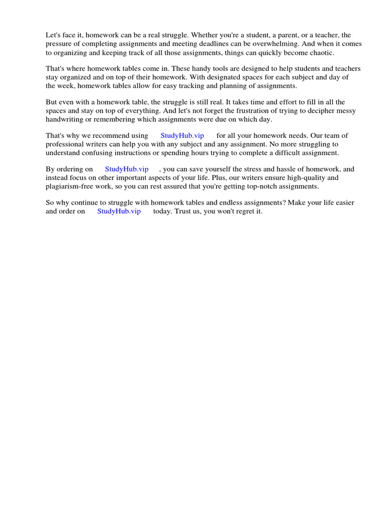 Homework Tables | PDF | Desk | Homework