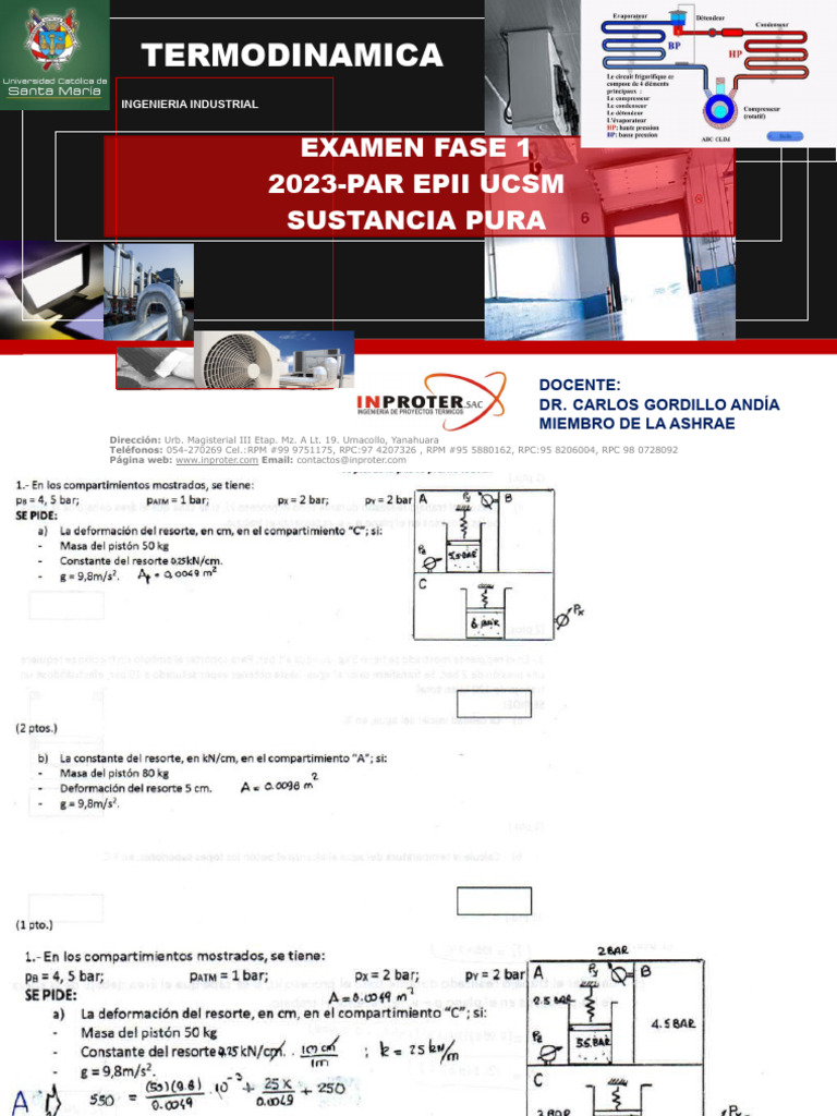 SOLUCIONARIO DE EX-1 TERMODINAMICA EPII UCSM 2023-PAR | PDF