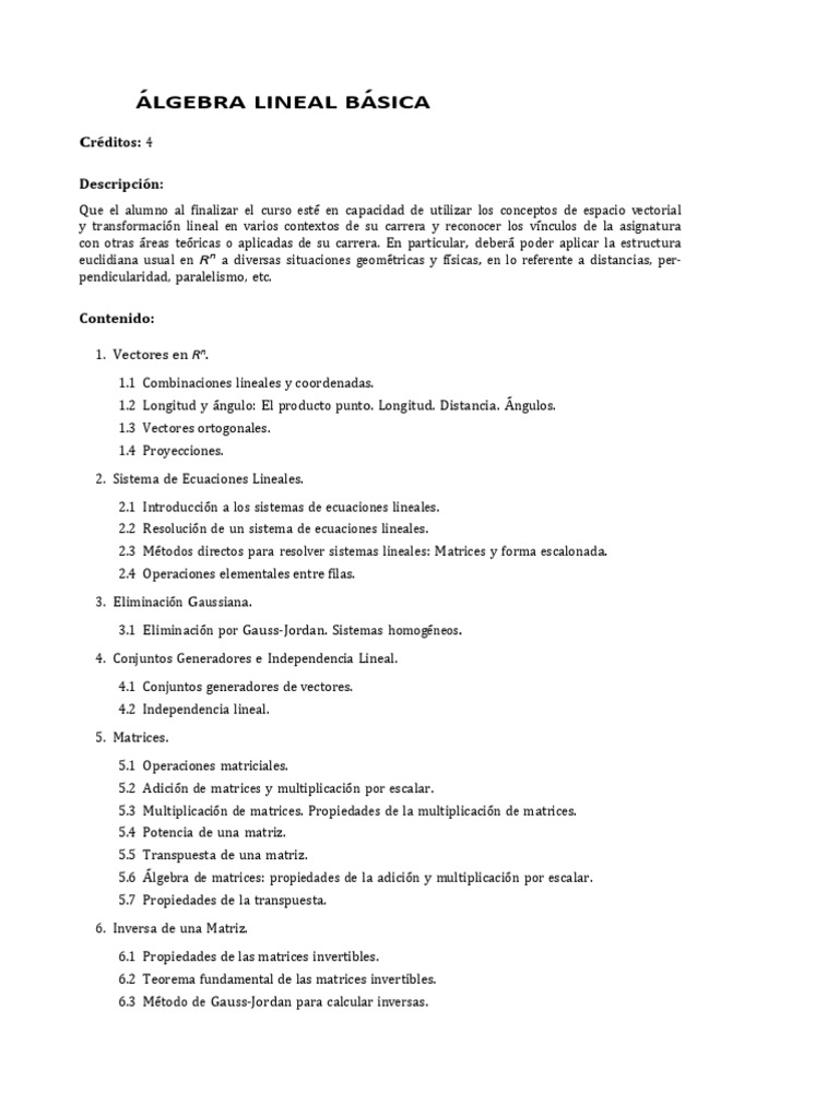 Fundamentos de Álgebra Lineal | PDF | Matriz (Matemáticas) | Mapa lineal