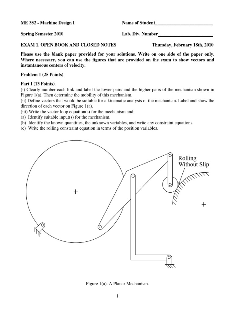 Machine Design Exam Guide | PDF | Kinematics | Velocity
