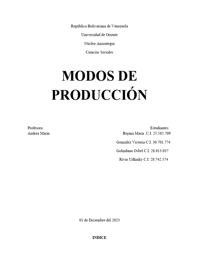Modos de Producción y Estructura Social | PDF | Sociedad | Capitalismo