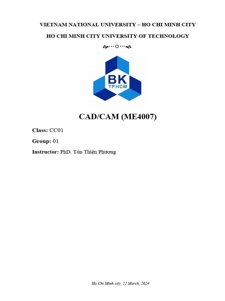 CAD/CAM Group 1 Project Overview | PDF | Ho Chi Minh City | Machining