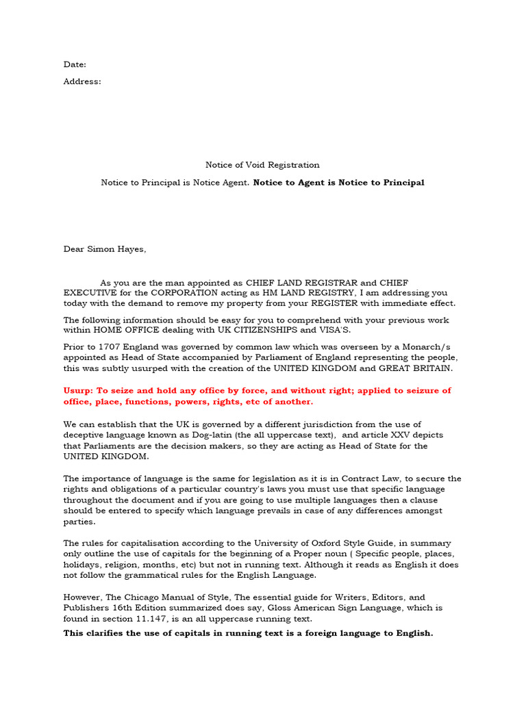 Not Property Land Registry | PDF | Treason | Common Law