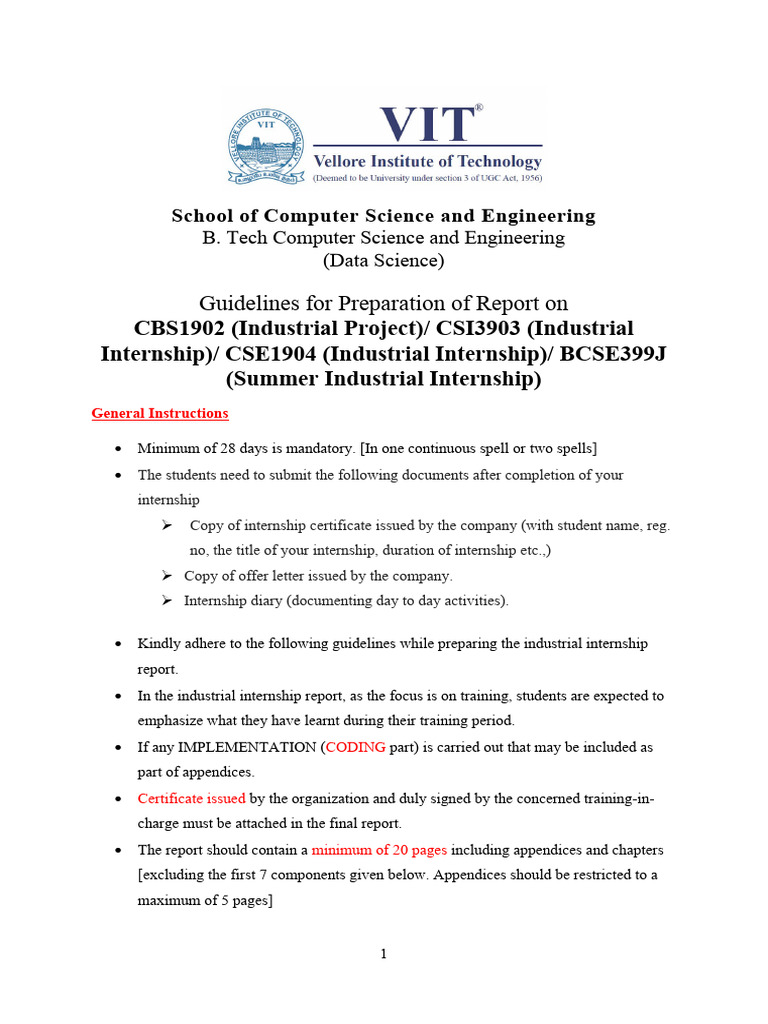 Industrial Internship_GUIDELINES & Report Template_WINTER_ 2023-2024 | PDF | Times New Roman ...