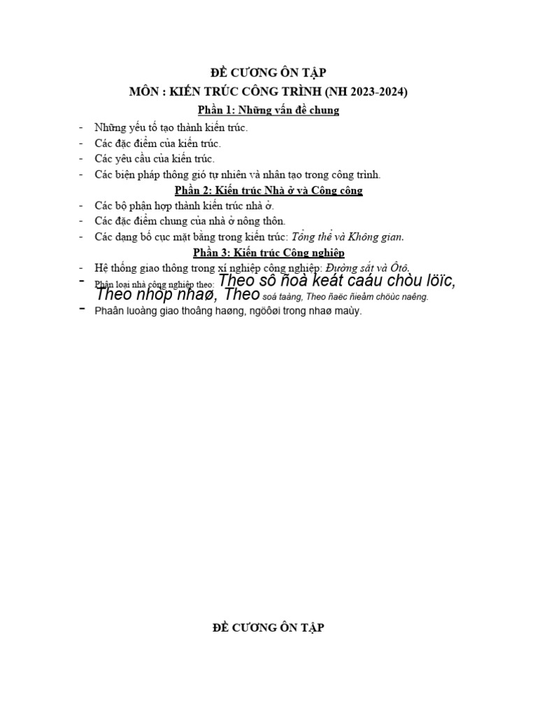 De Cuong On Tap KTCT 2023-2024 | PDF