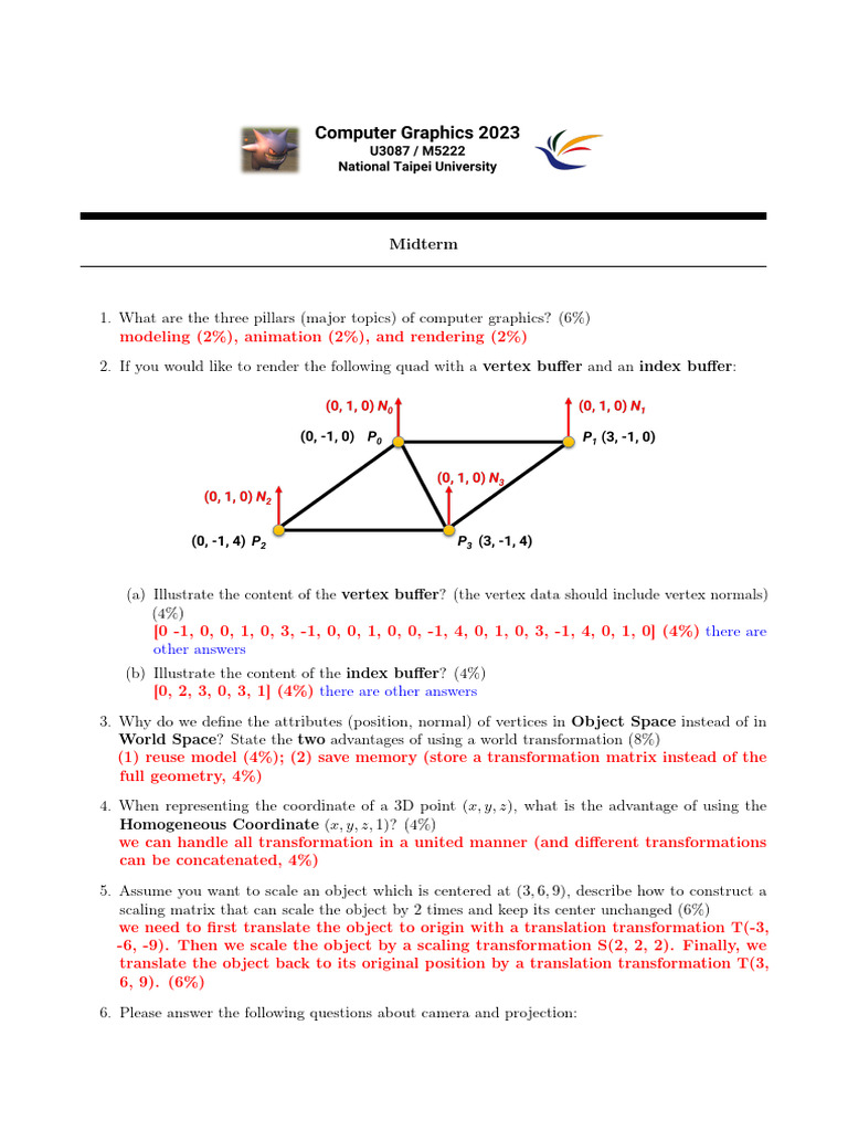 CG2023 Midterm Reference | PDF | Shader | Computer Vision