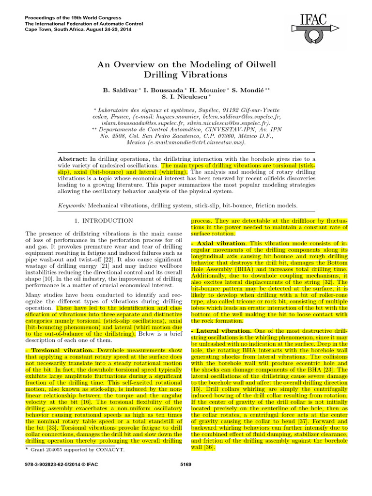 An Overview On The Modeling of Oilwell Drilling Vibrations | PDF | Friction | Oscillation