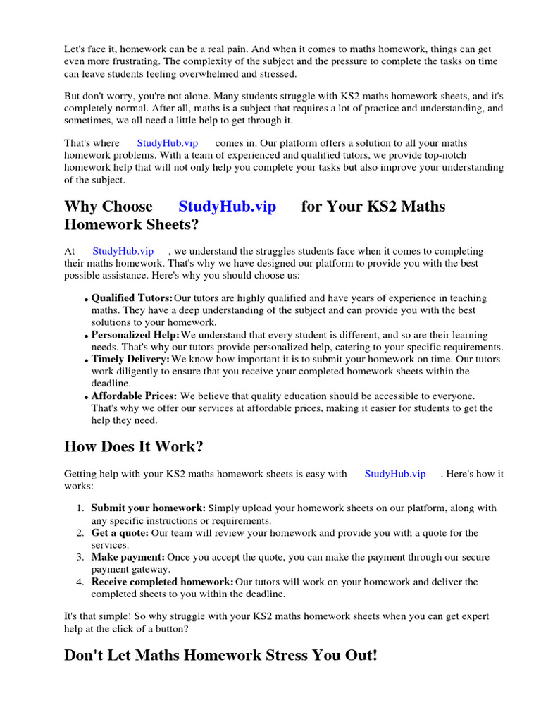 Ks2 Maths Homework Sheets Tes | PDF | Worksheet | Mathematics