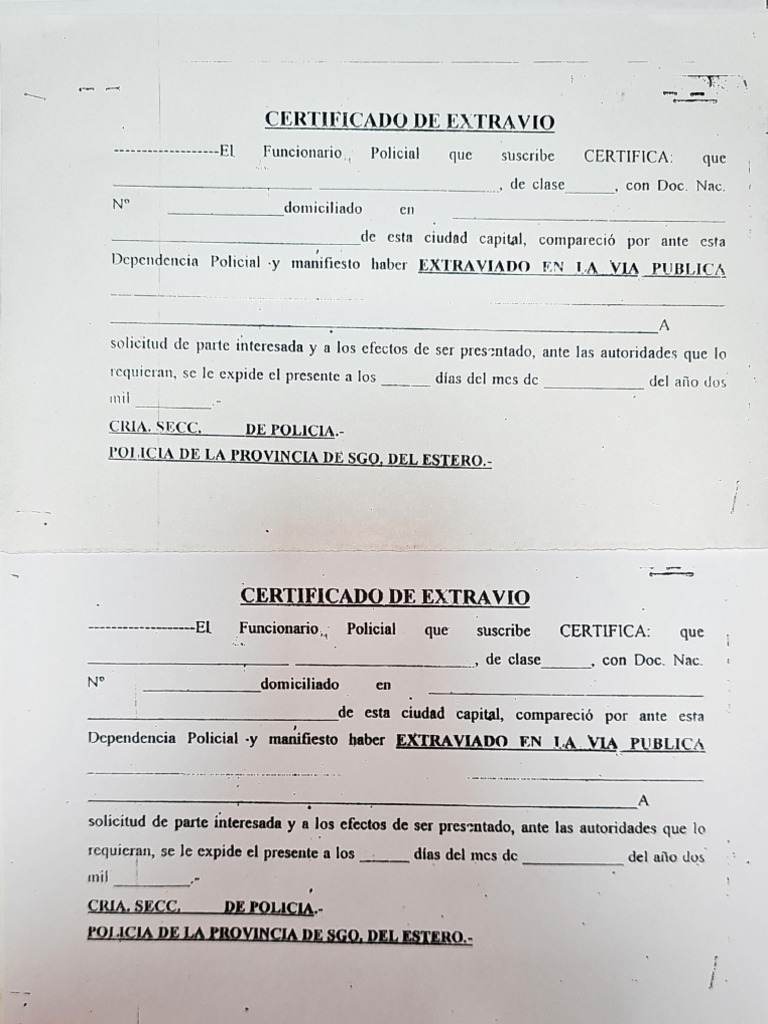 Certificado de Extravio | PDF